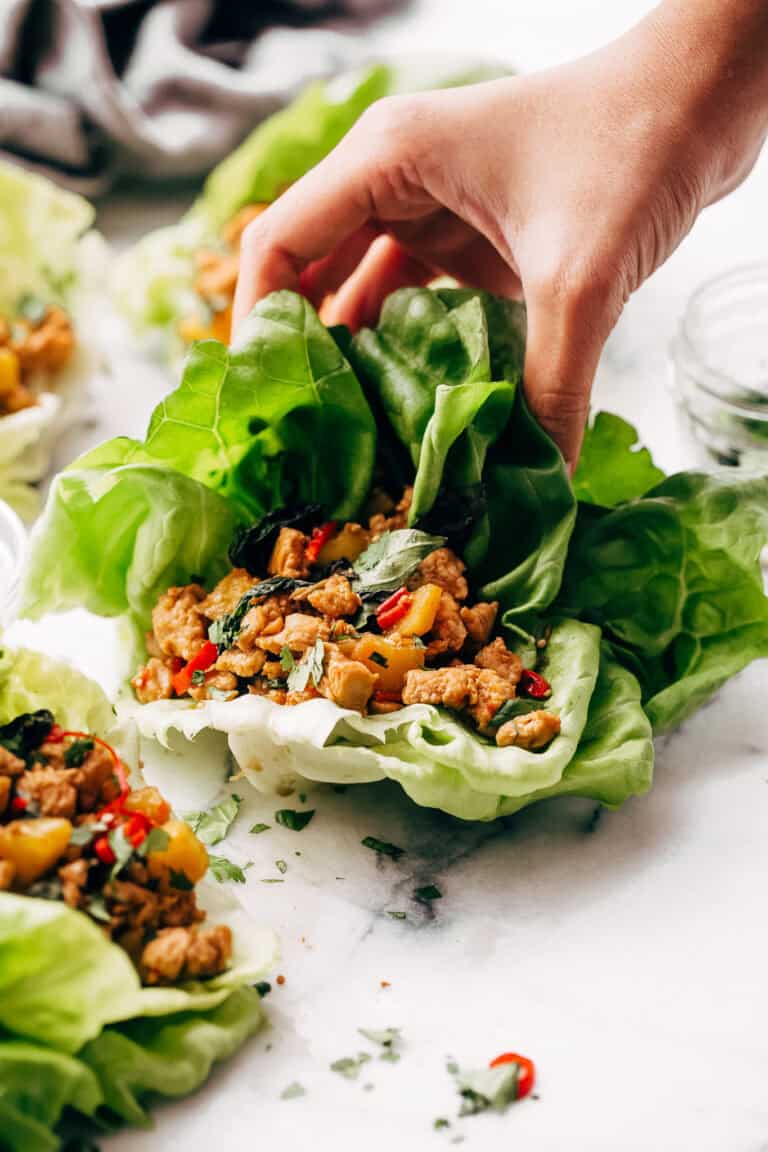 Springtime Basil Chicken Lettuce Wraps Recipe | Little Spice Jar