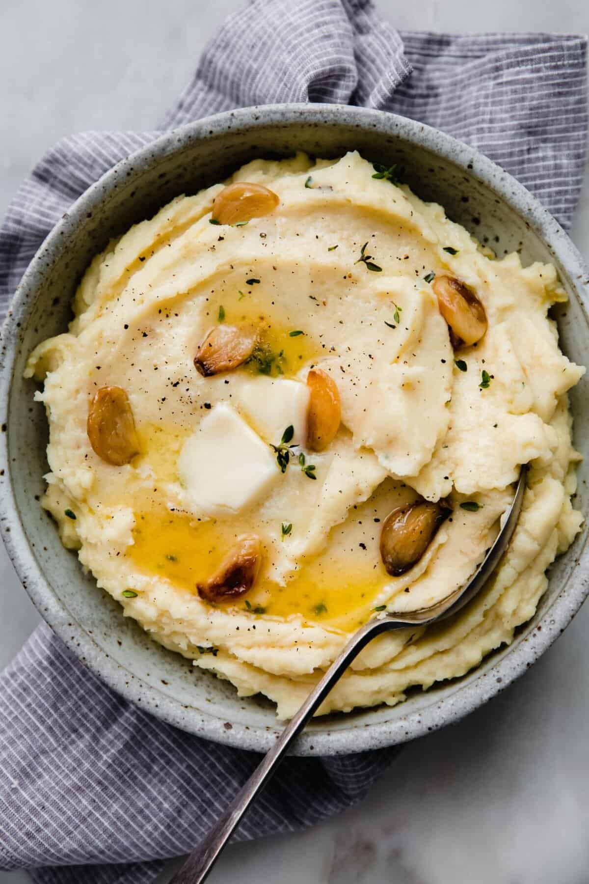 Creamy Asiago Roasted Garlic Mashed Potatoes Recipe | Little Spice Jar