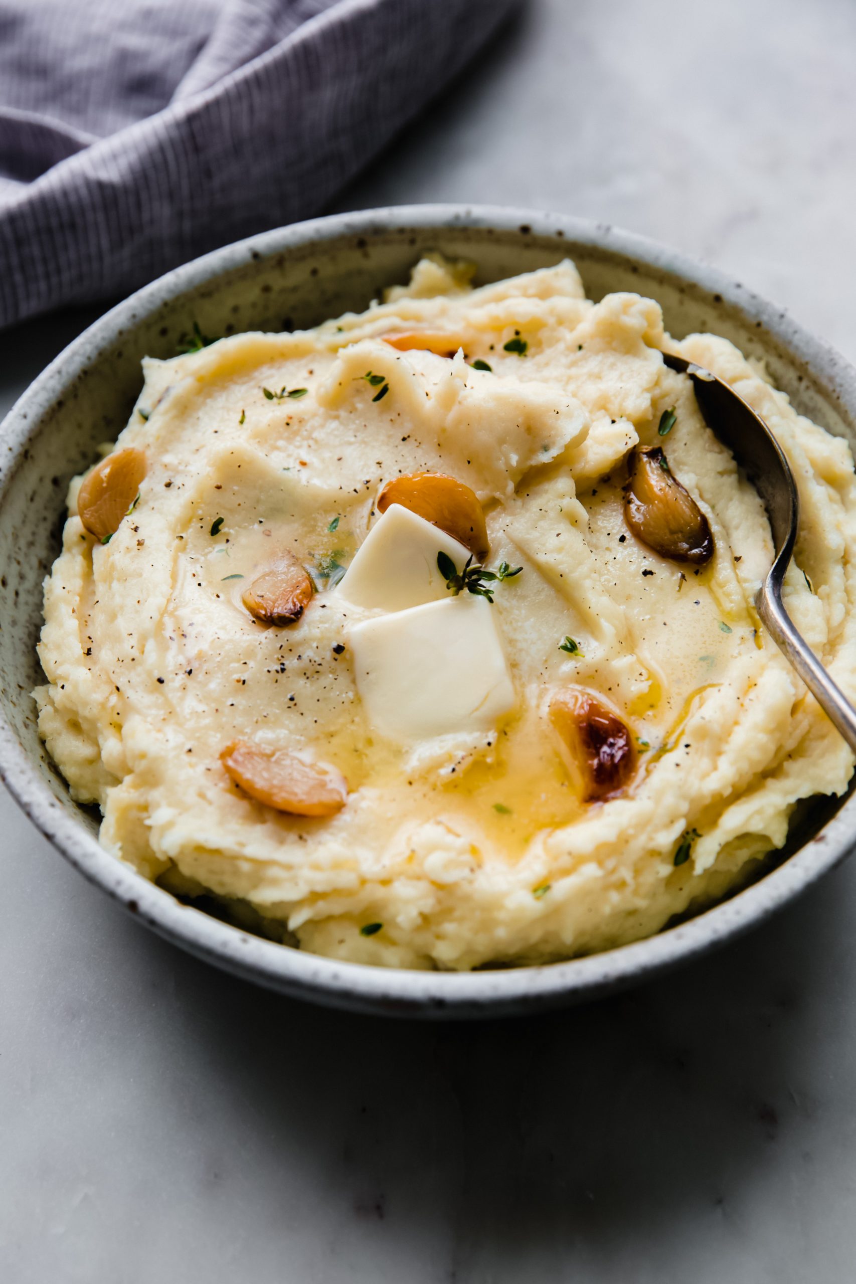Creamy Asiago Roasted Garlic Mashed Potatoes Recipe | Little Spice Jar