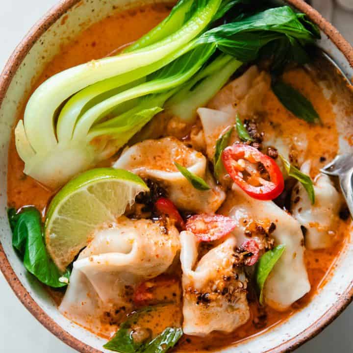 Red Curry Wonton Soup Recipe | Little Spice Jar